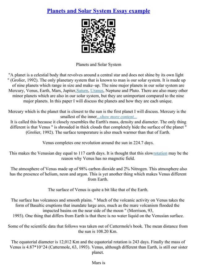 Solar System Essay | PDF