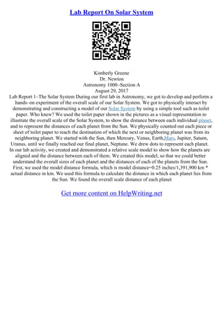 Solar System Essay | PDF