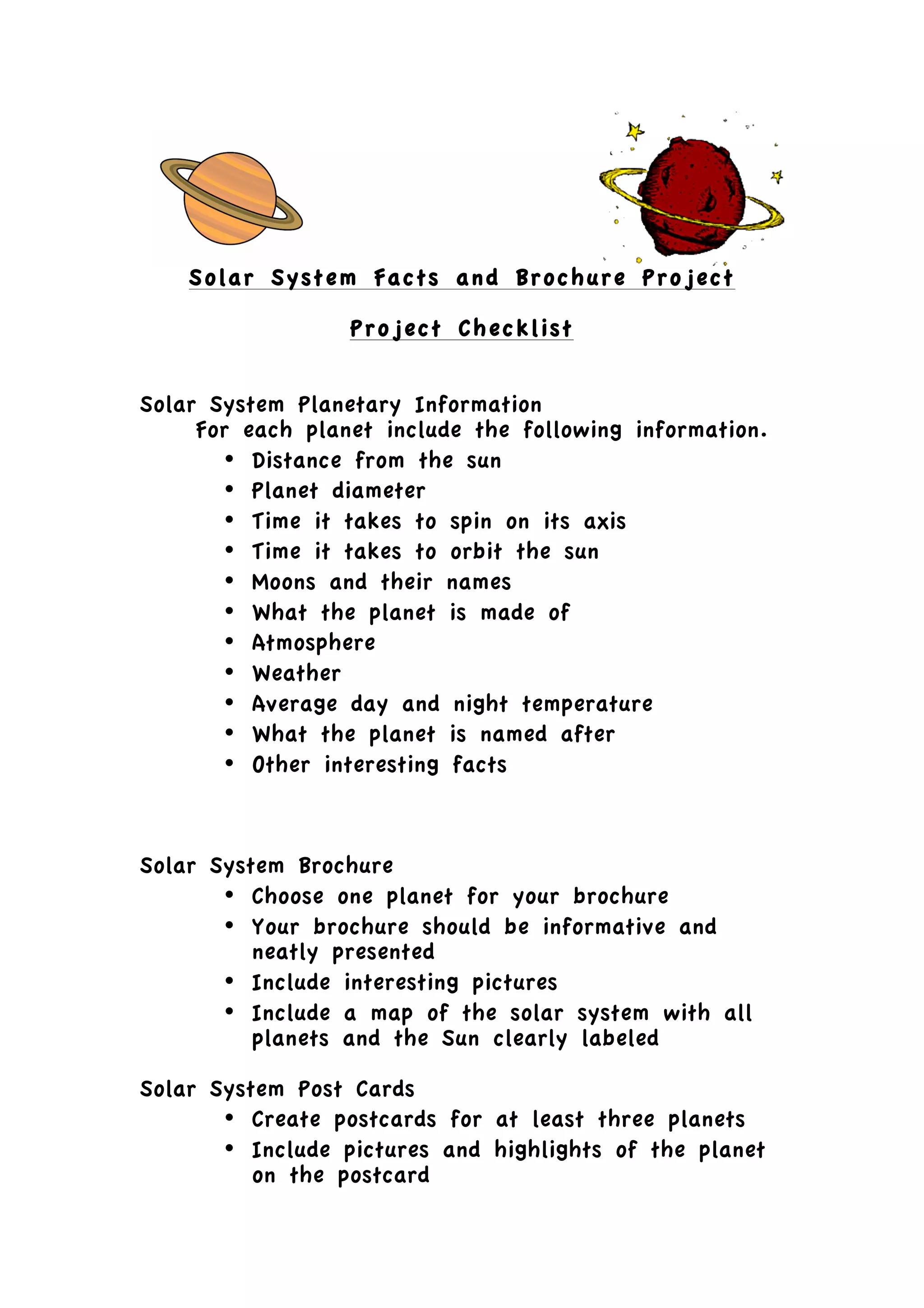 Solar system facts and brochure project | PDF