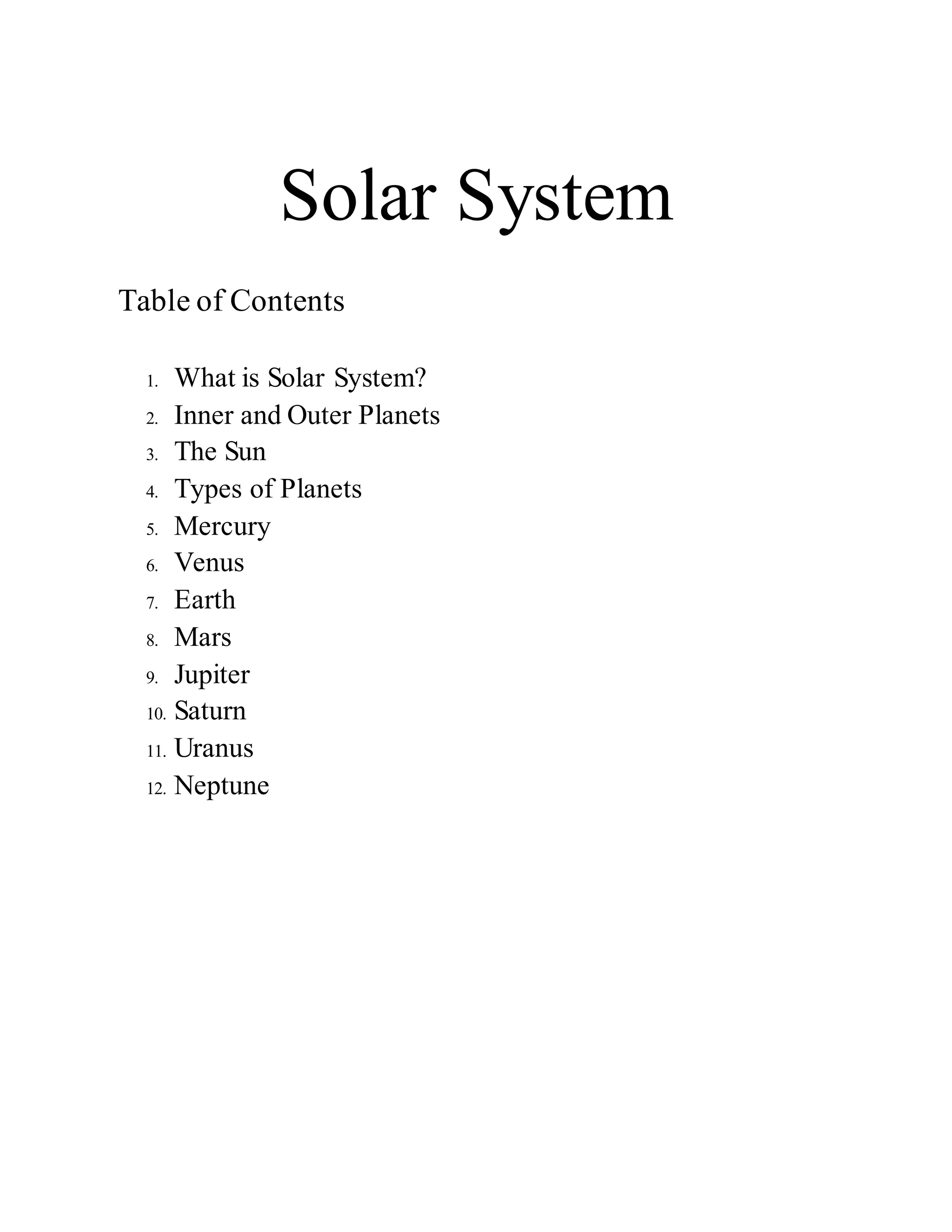 Solar System Assignment | DOCX