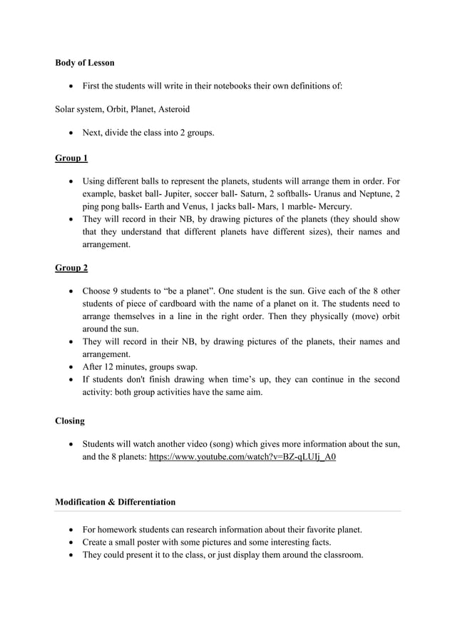 ICT based lesson plan, subject s.st, topic solar system, class 6th ...