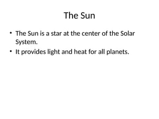 Exploring the Solar System: Planets, Sun, and Earth | PPTX