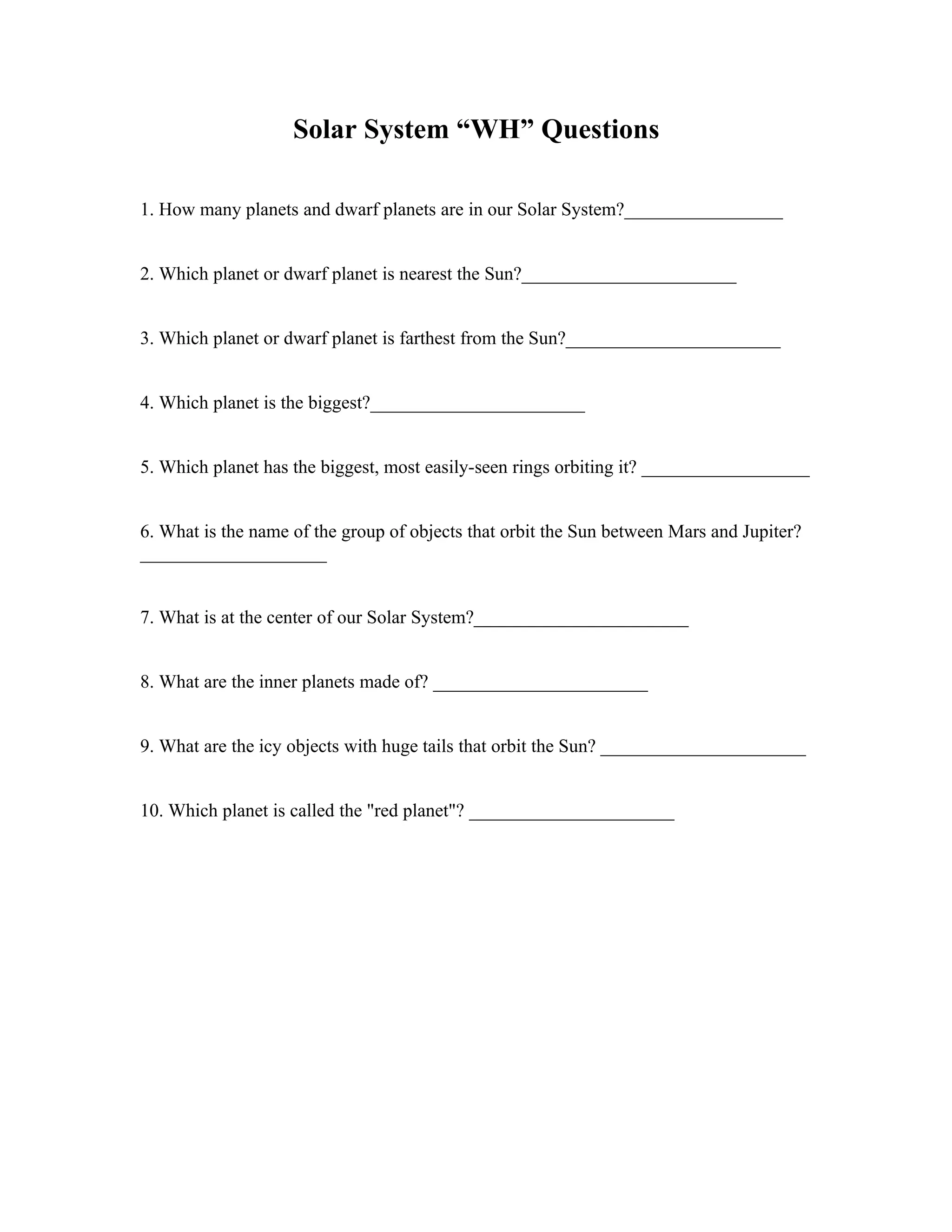 Solar system wh_questions | DOC