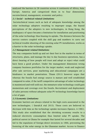 Solar technology uptake limitations in uganda | PDF