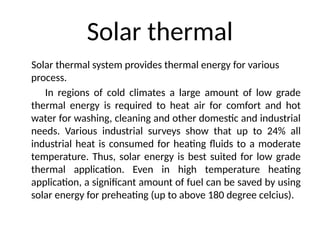 Solar thermal system in solar energy system | PPT