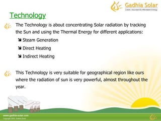 Solar Thermal Applications And Technologies Gsespl | PPT