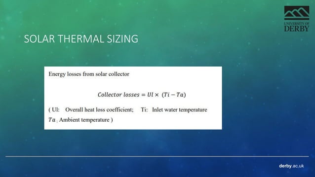 SolarThermal Sizing Example in the prese | PPT
