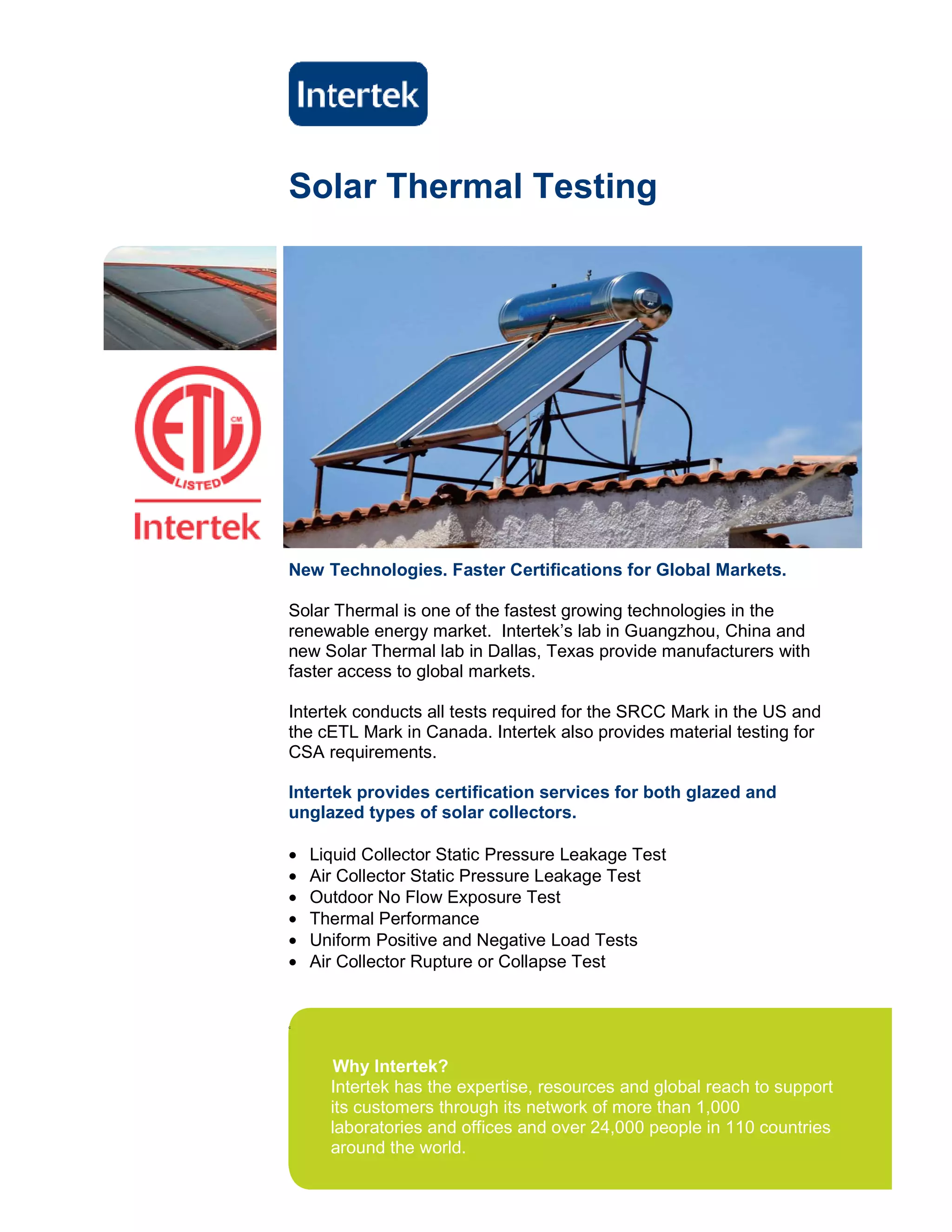Solar thermal testing | PDF