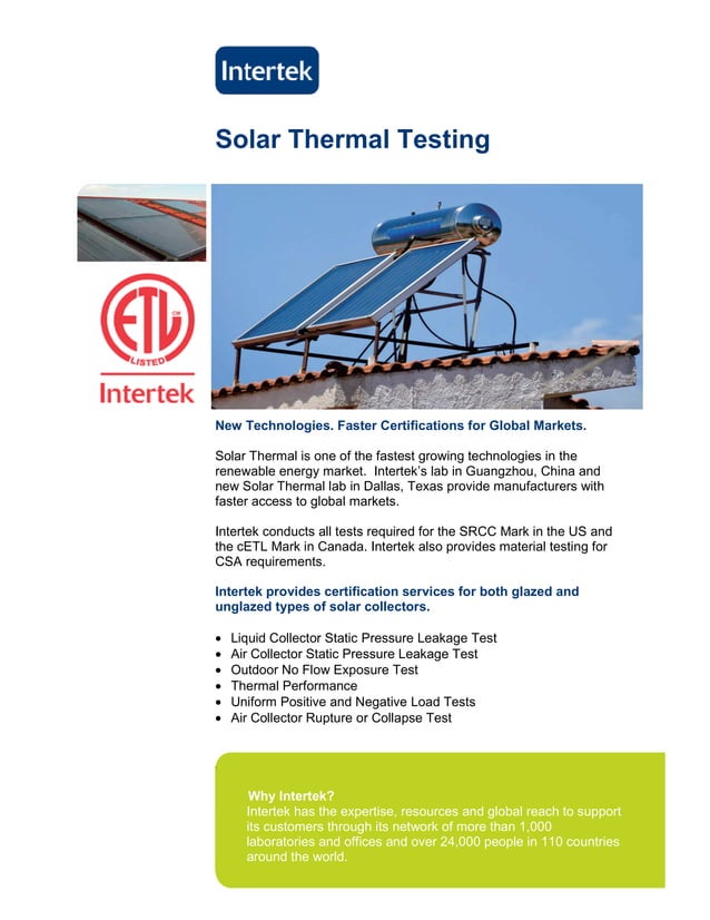 Solar thermal testing | PDF