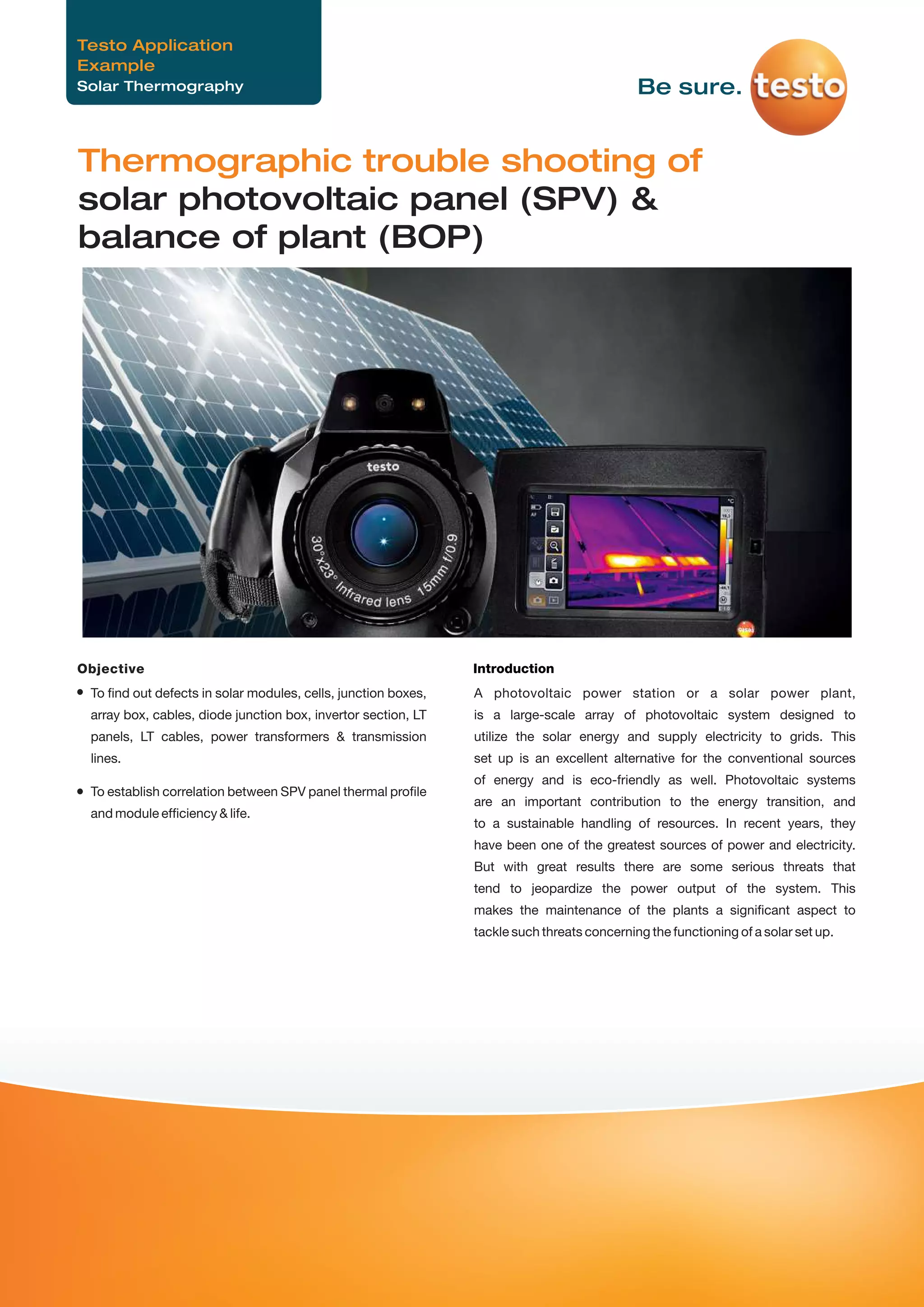 Thermography for Solar Panel - Testo® India | PDF