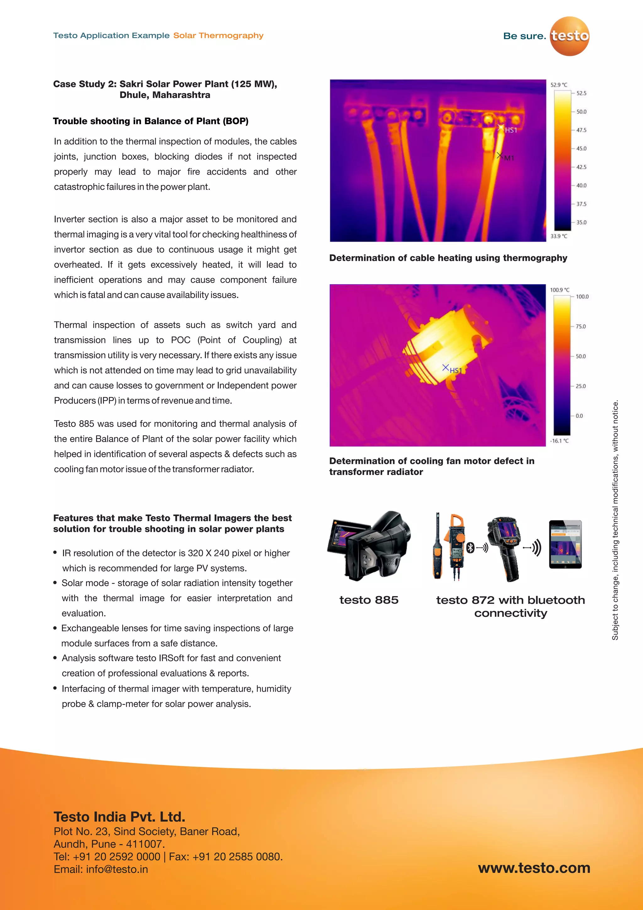 Thermography for Solar Panel - Testo® India | PDF