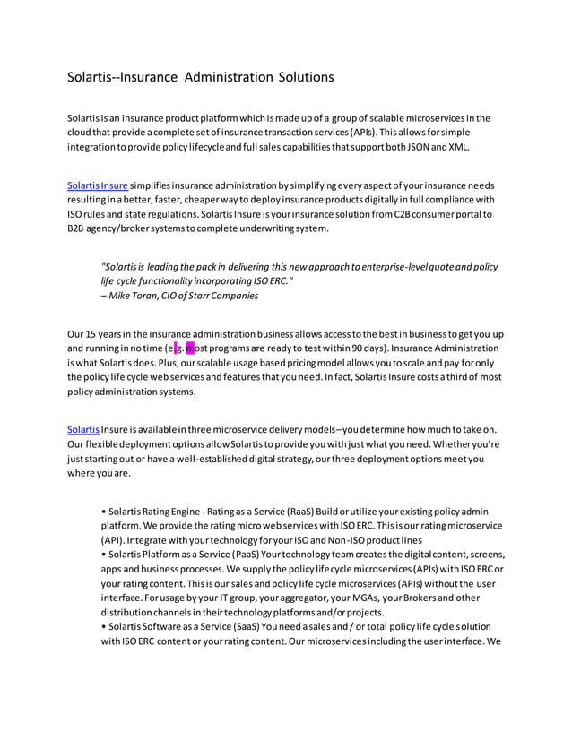 Solartis insurance administration_solutions | DOCX