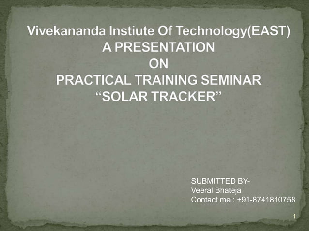 Solar tracker ppt | PPTX