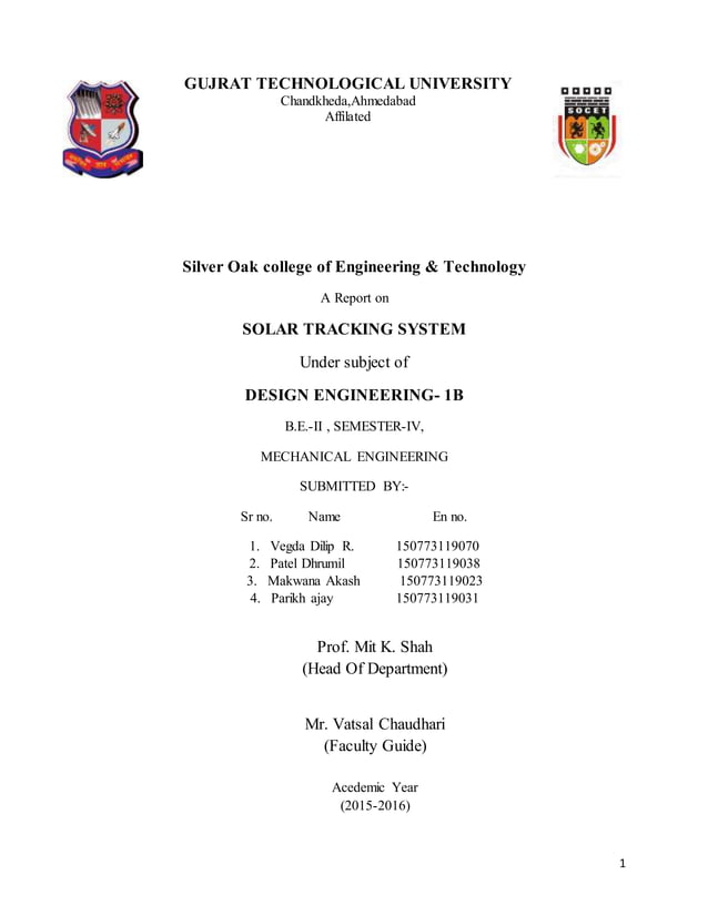 Solar tracking system final report GTU | DOCX