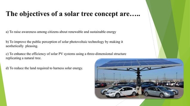 Solar tree design and frame work for maximised power output and ...