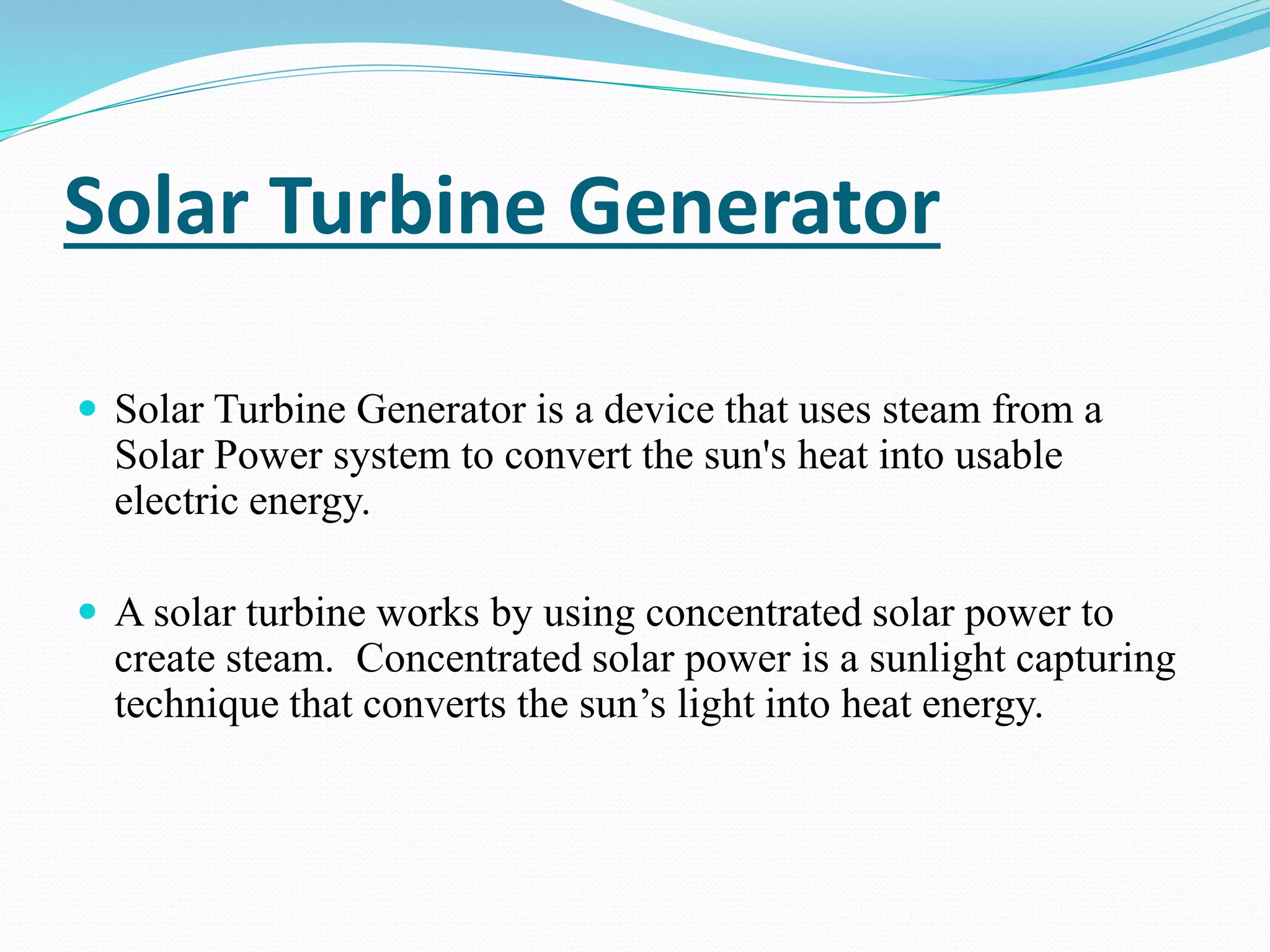 Solar Turbine Generator | PPTX