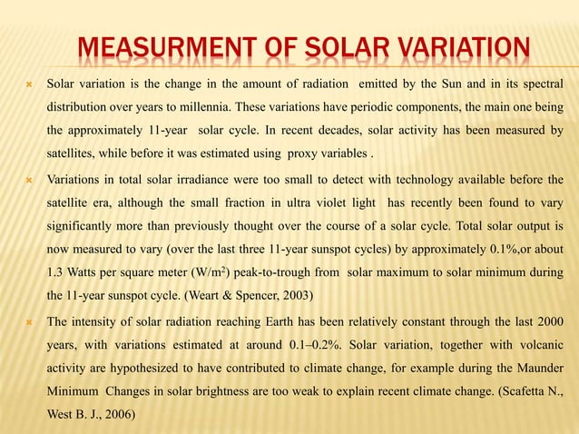 Solar variation and climatic changes | PPT