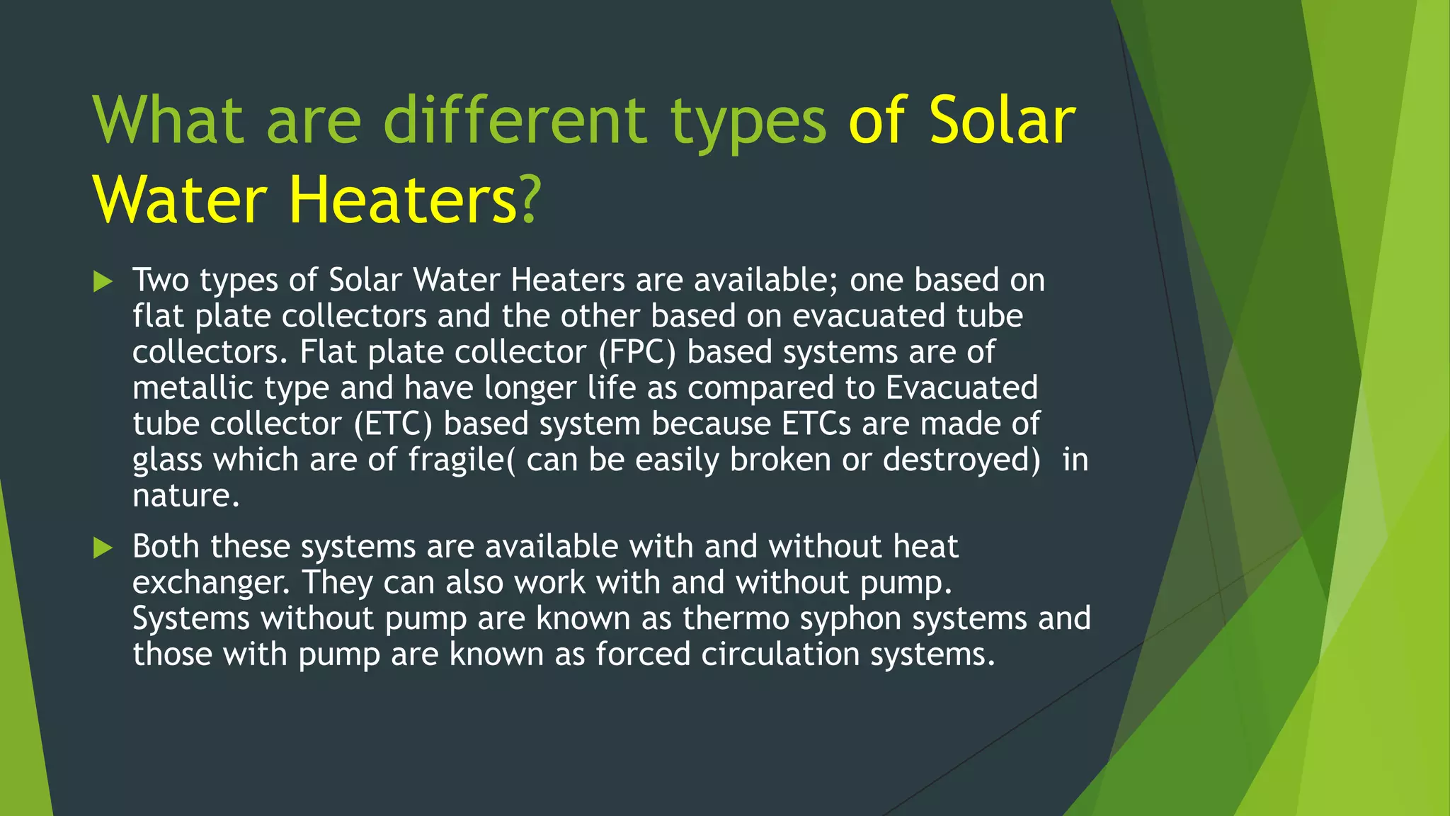 Solar water heater | PPTX