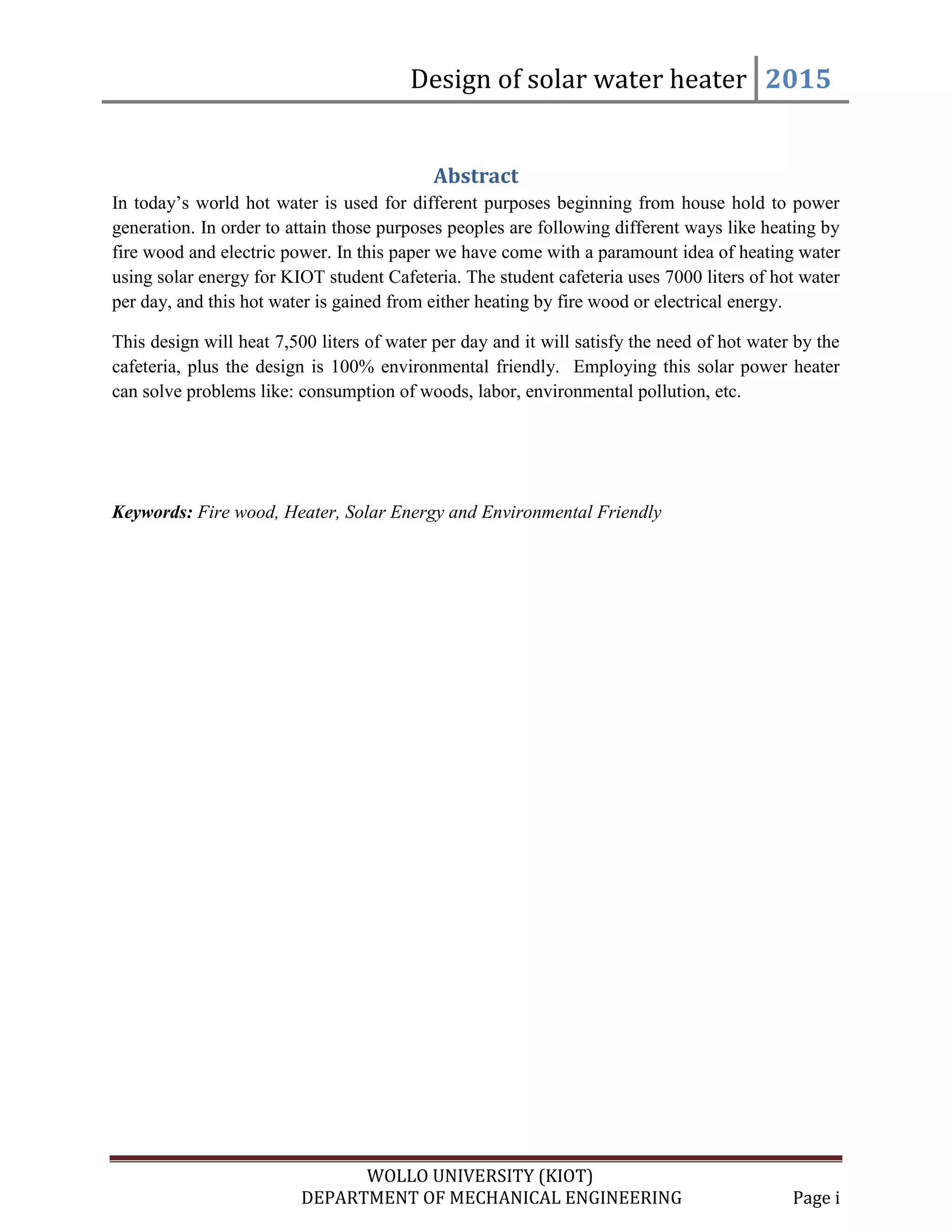 Solar water heater | PDF