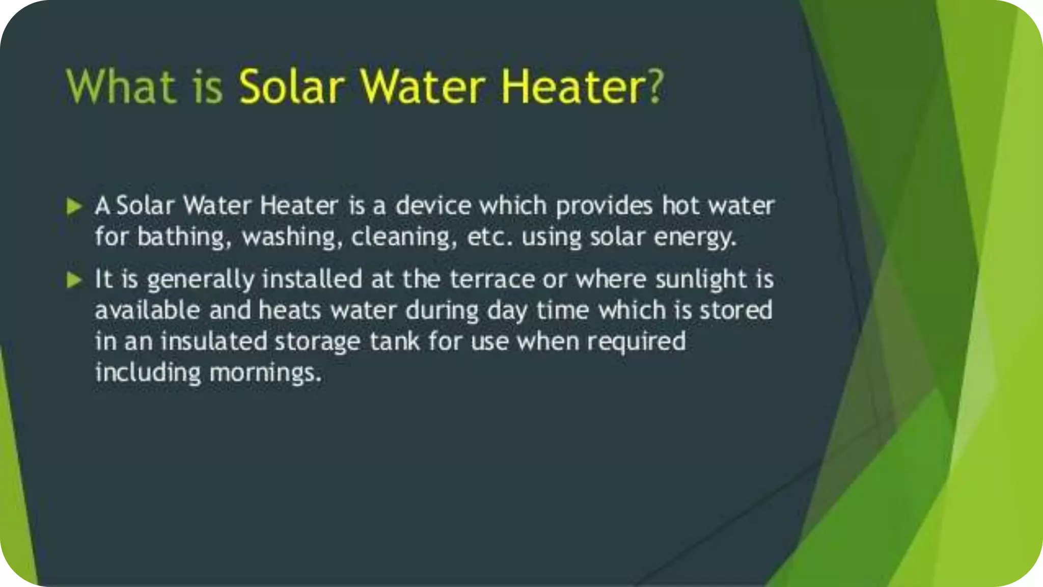 Solar water heater & solar water heating system | PPTX