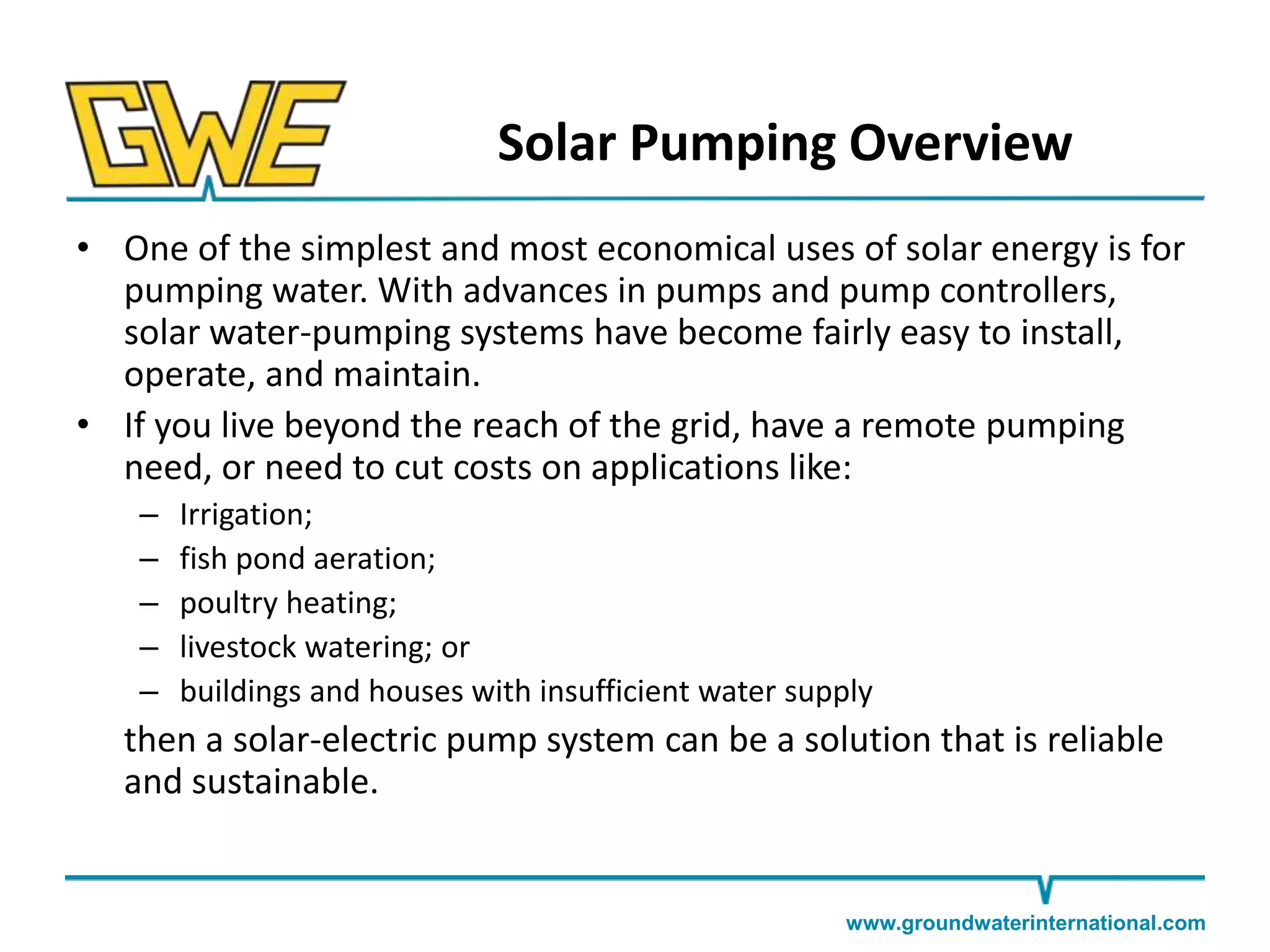 Solar water pumping systems | PPTX