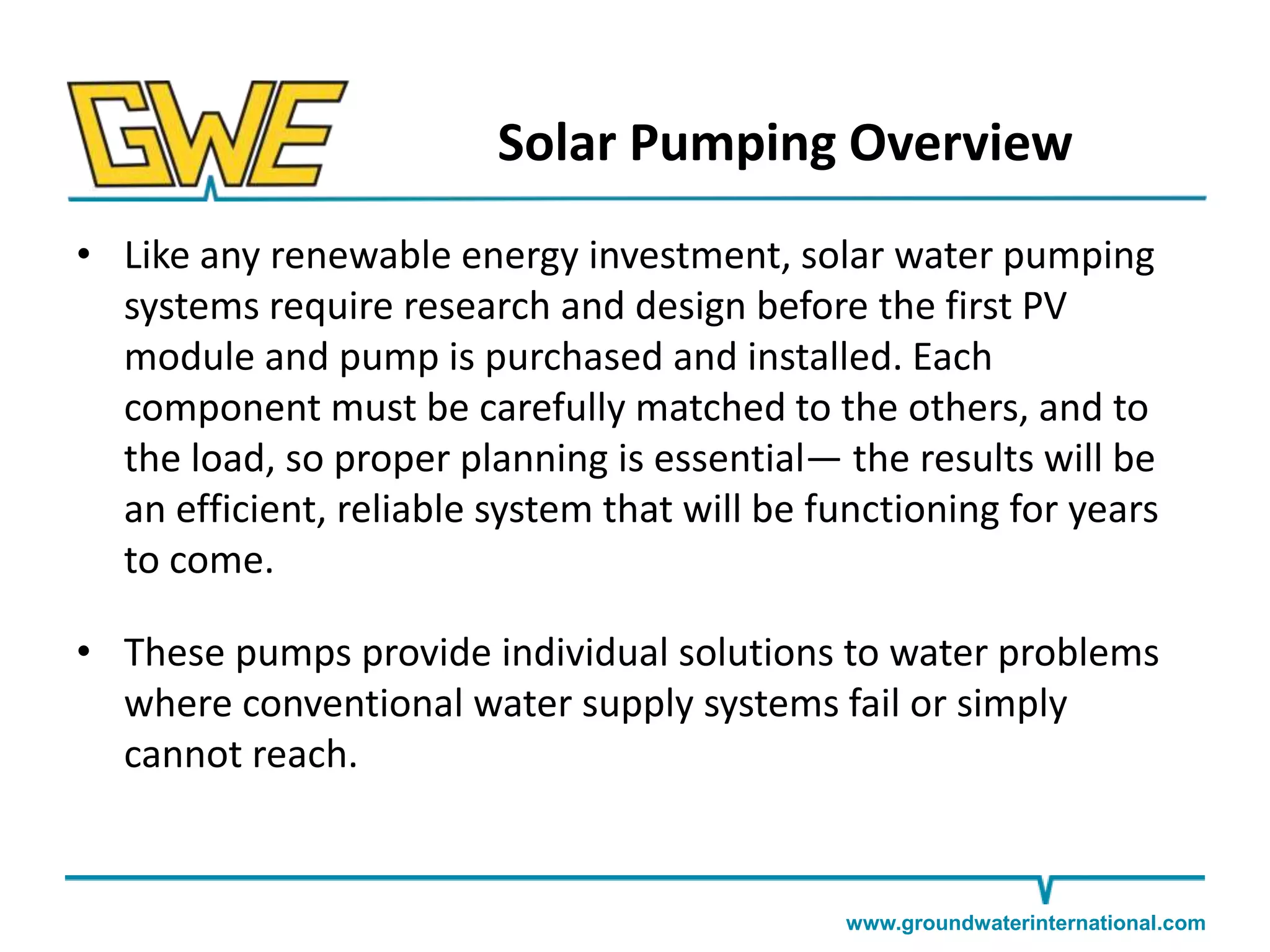Solar water pumping systems | PPTX