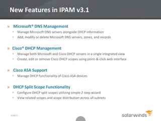 SolarWinds IP Address Manager New Version 3.1 is here! | PPTX