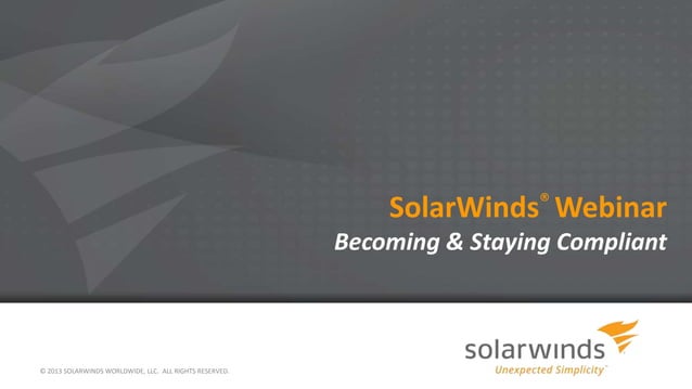 SolarWinds Presents Compliance with Log and Event Manager | PPT