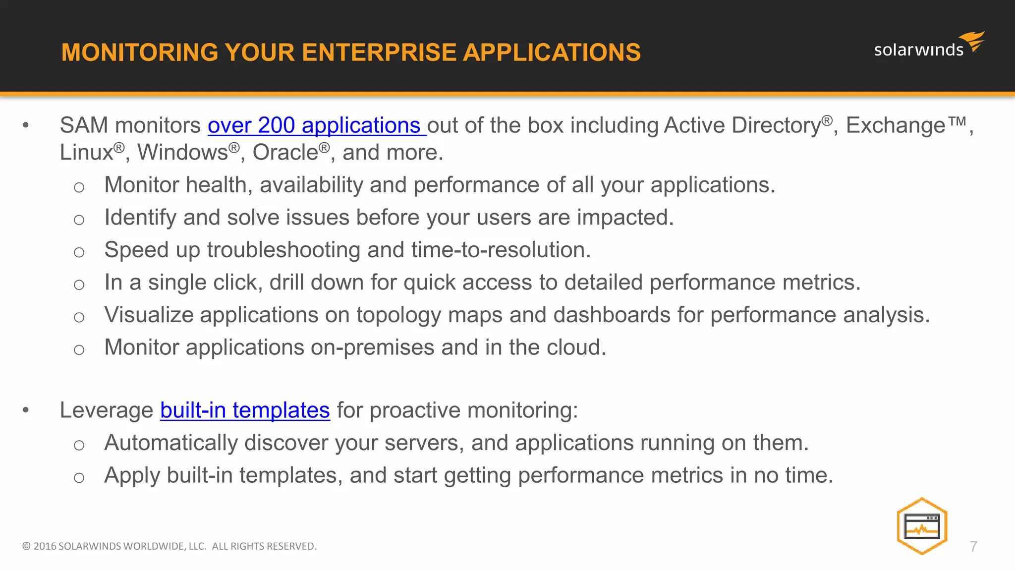 SolarWinds SAM Product Overview & Feature Highlights | PPTX