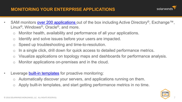 SolarWinds SAM Product Overview & Feature Highlights | PPTX | Operating ...