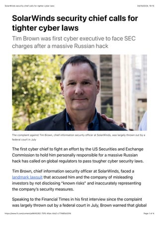 SolarWinds security chief calls for tighter cyber laws | PDF