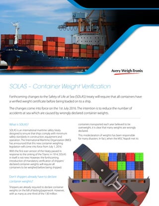 Safety of Life at Sea (Solas) Weighing Scale Guide | PDF