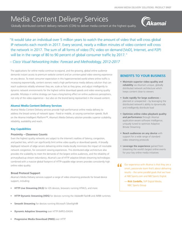 Media Content Delivery Product Brief - Globally distributed content ...