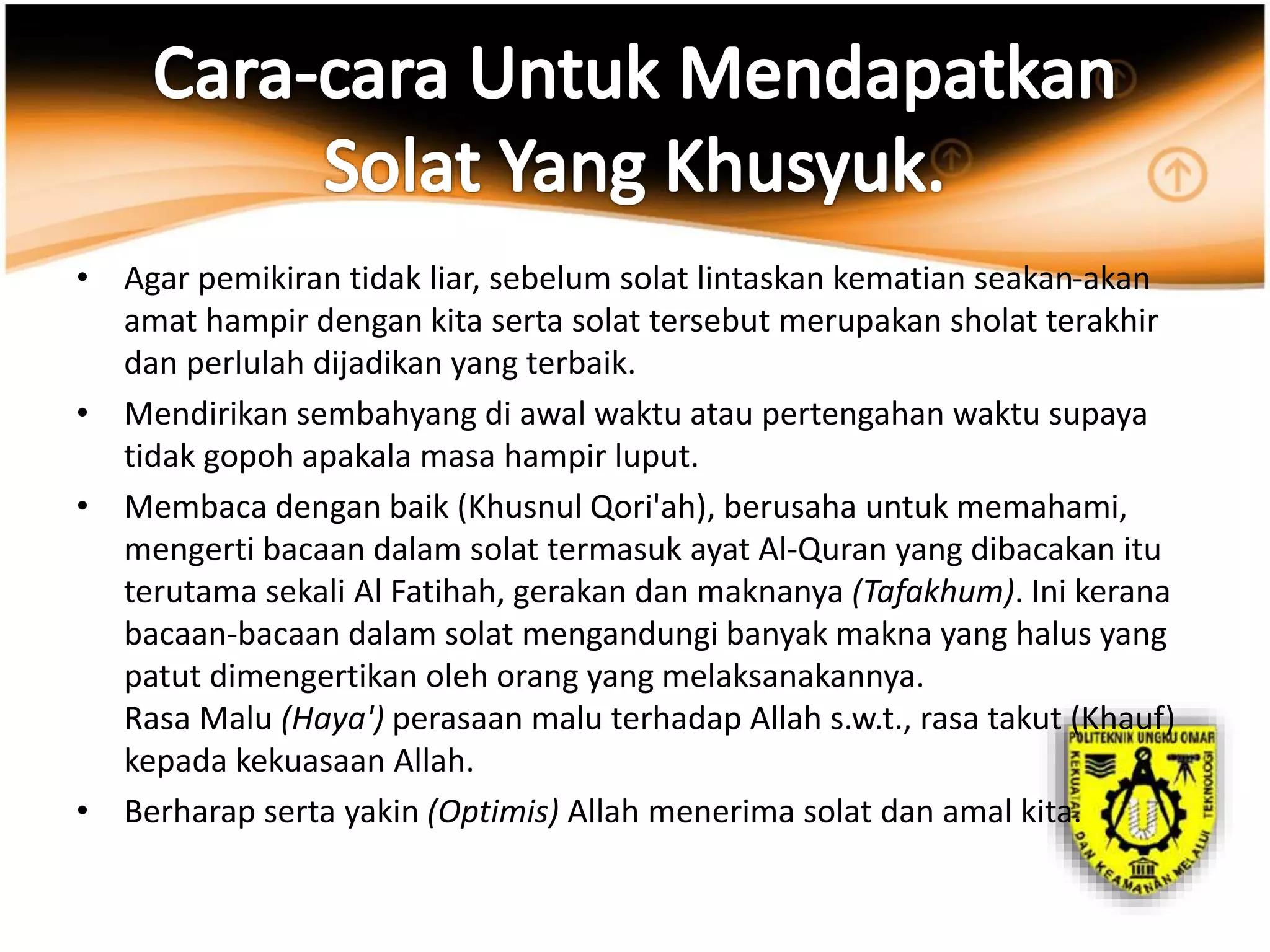 Solat dalam membentuk peribadi muslim presentation | PPTX