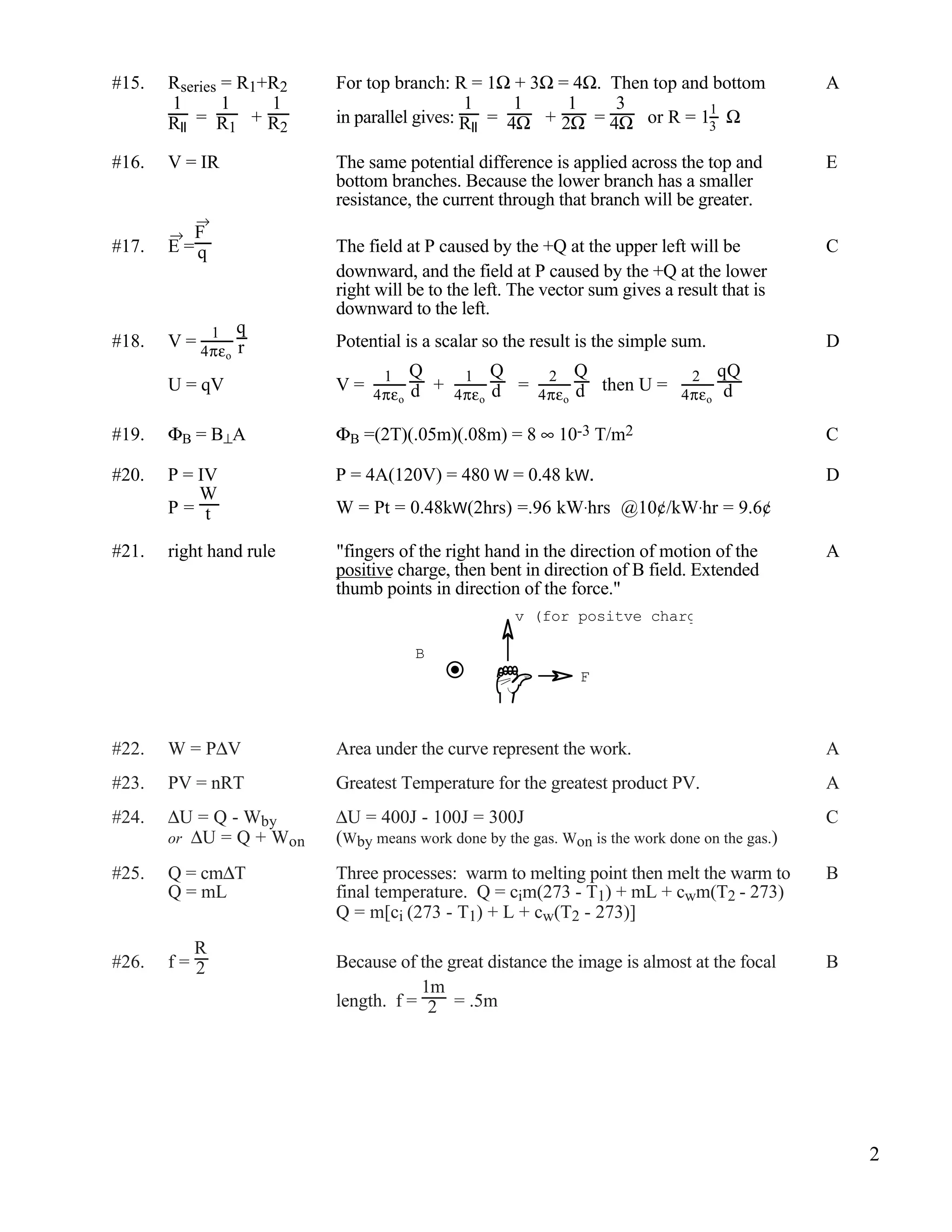 AP Physics B Test Exam Solutions | PDF