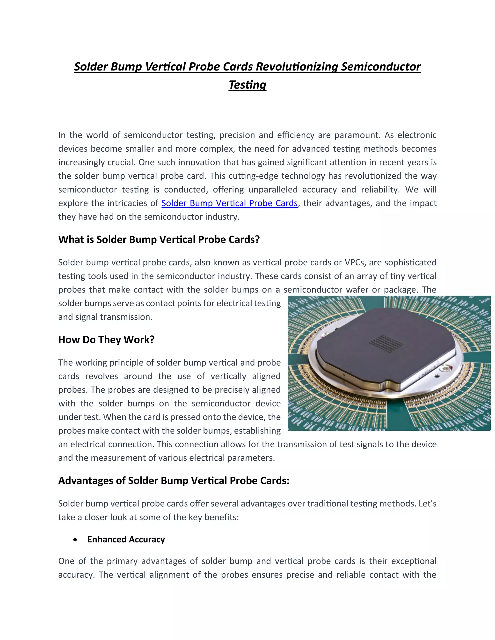 Solder Bump Vertical Probe Cards Revolutionizing Semiconductor Testing ...