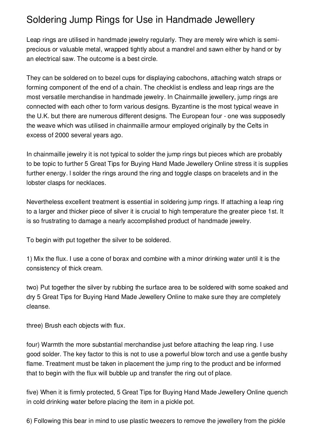 Soldering Jump Rings for Use in Handmade Jewellery