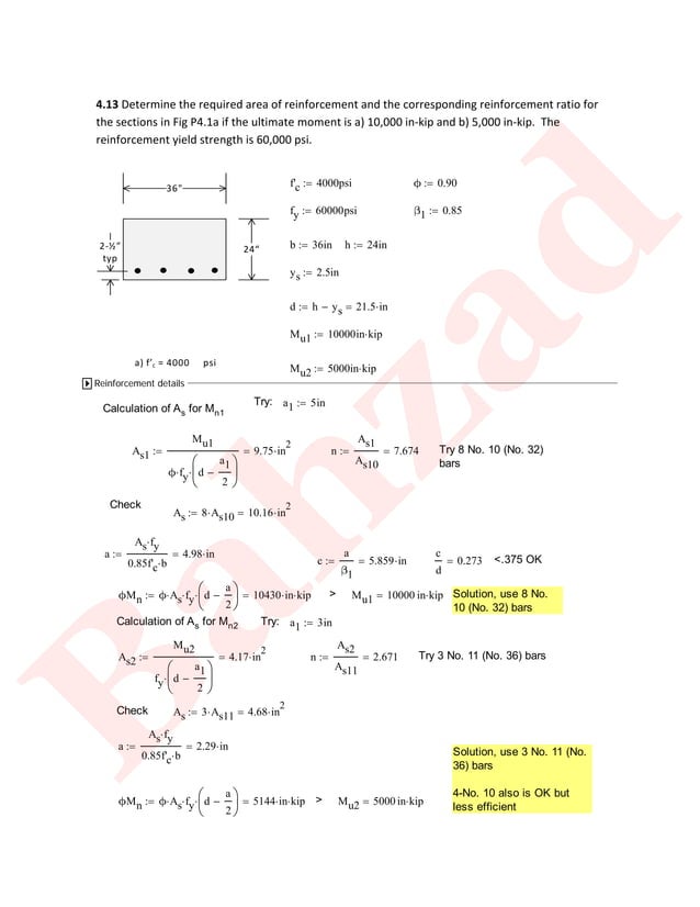 Instructor's Solutions Design of Concrete Structures – Arthur H. Nilson ...