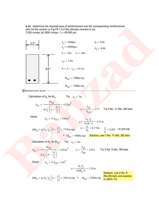Instructor's Solutions Design of Concrete Structures – Arthur H. Nilson ...