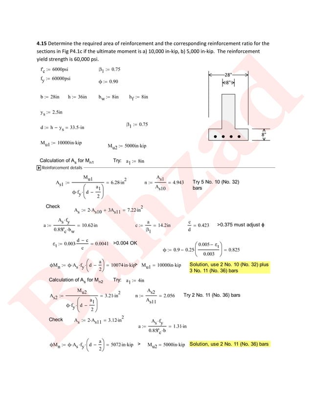 Instructor's Solutions Design of Concrete Structures – Arthur H. Nilson ...