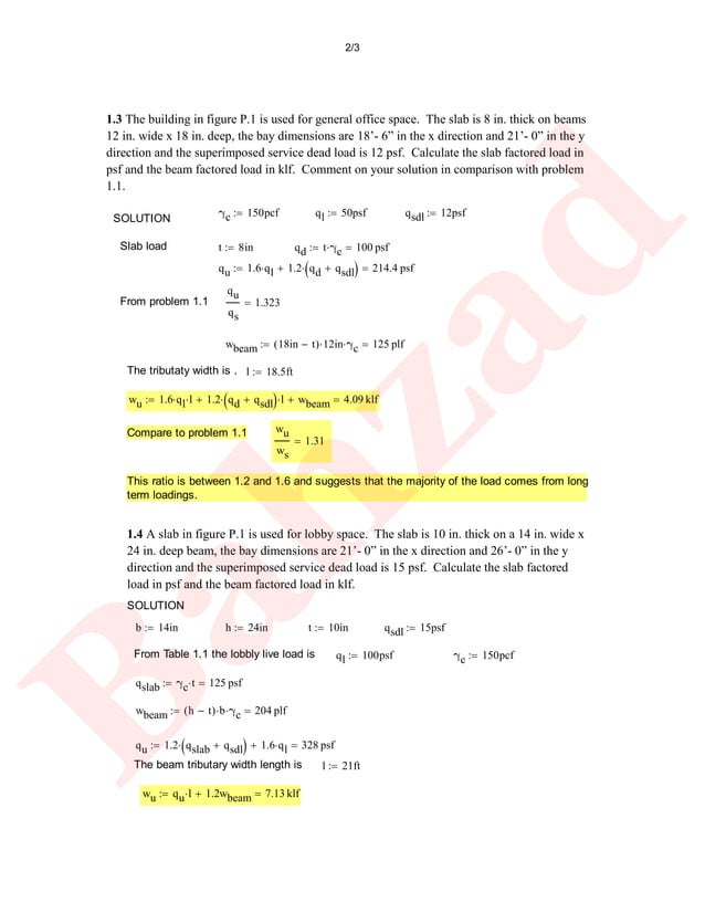 Instructor's Solutions Design of Concrete Structures – Arthur H. Nilson ...