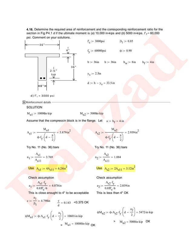 Instructor's Solutions Design of Concrete Structures – Arthur H. Nilson ...