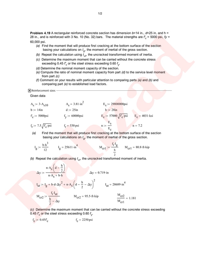 Instructor's Solutions Design of Concrete Structures – Arthur H. Nilson ...