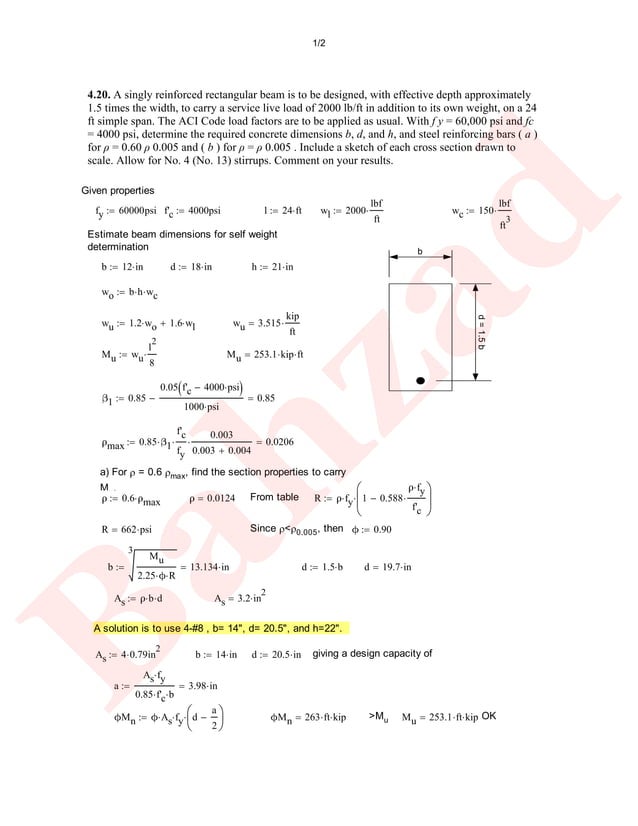Instructor's Solutions Design of Concrete Structures – Arthur H. Nilson – 15th Edition | PDF ...