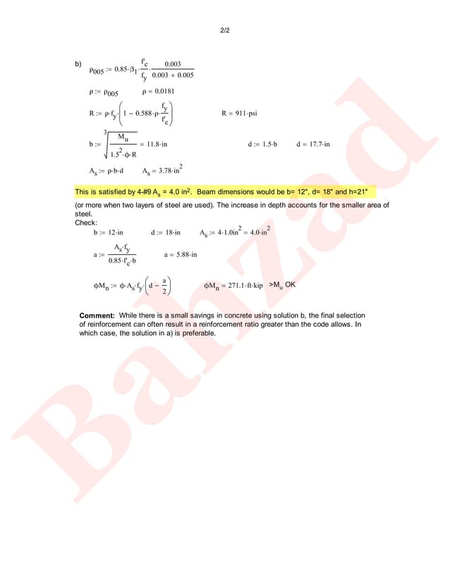 Instructor's Solutions Design of Concrete Structures – Arthur H. Nilson ...