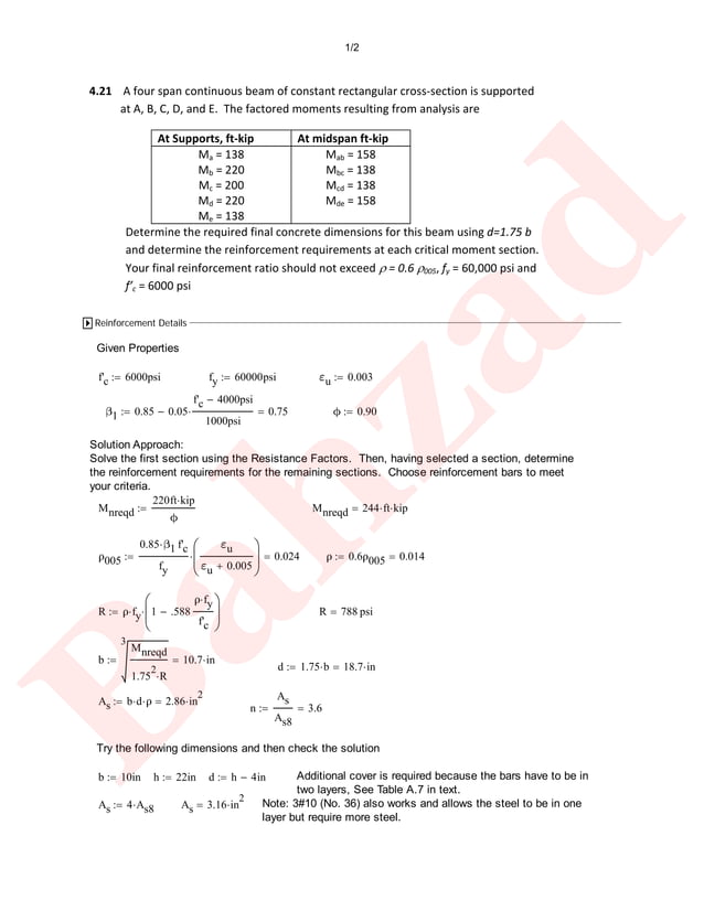 Instructor's Solutions Design of Concrete Structures – Arthur H. Nilson ...
