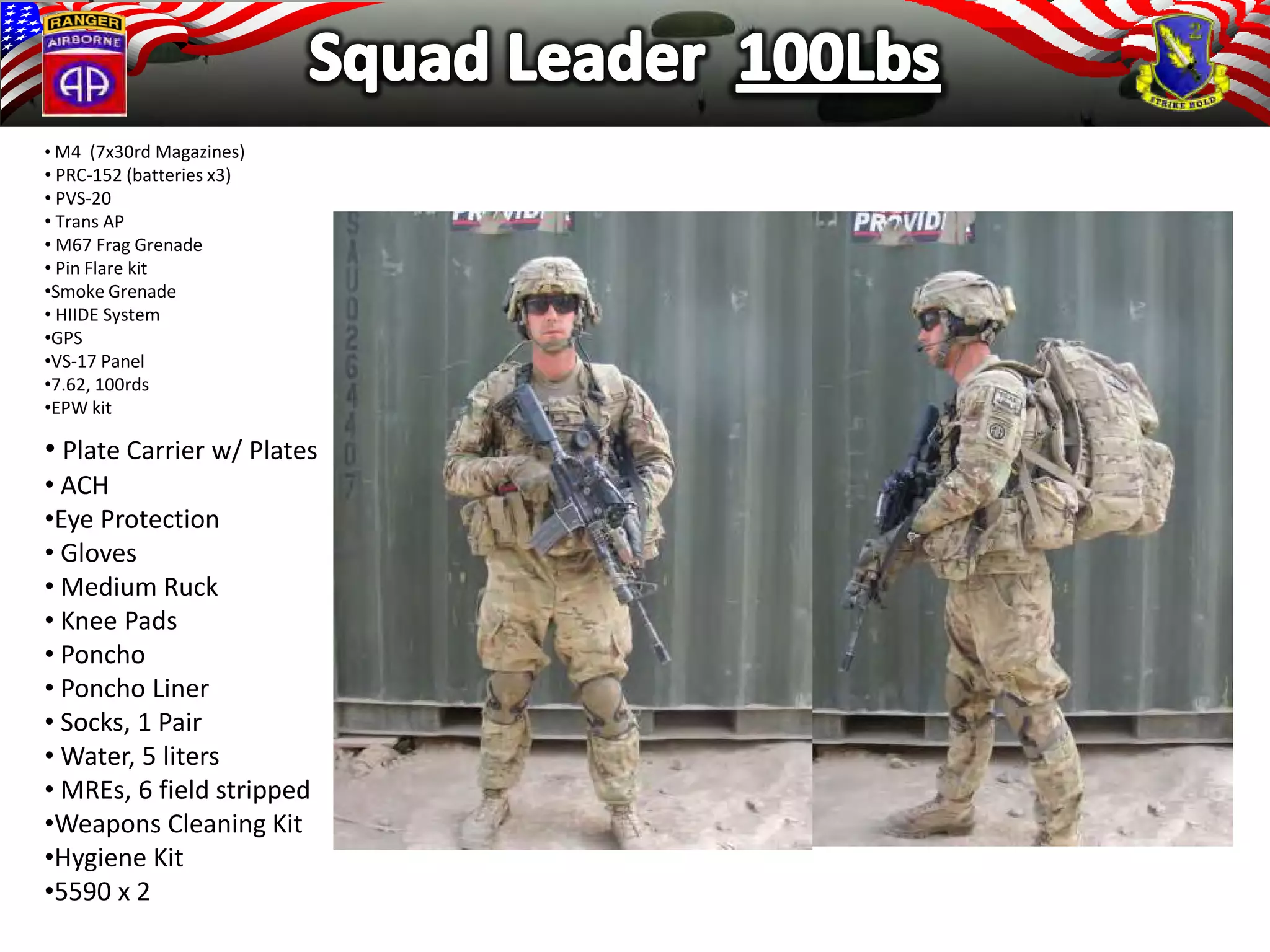 Soldier load rifle platoon soldier load with enablers | PDF