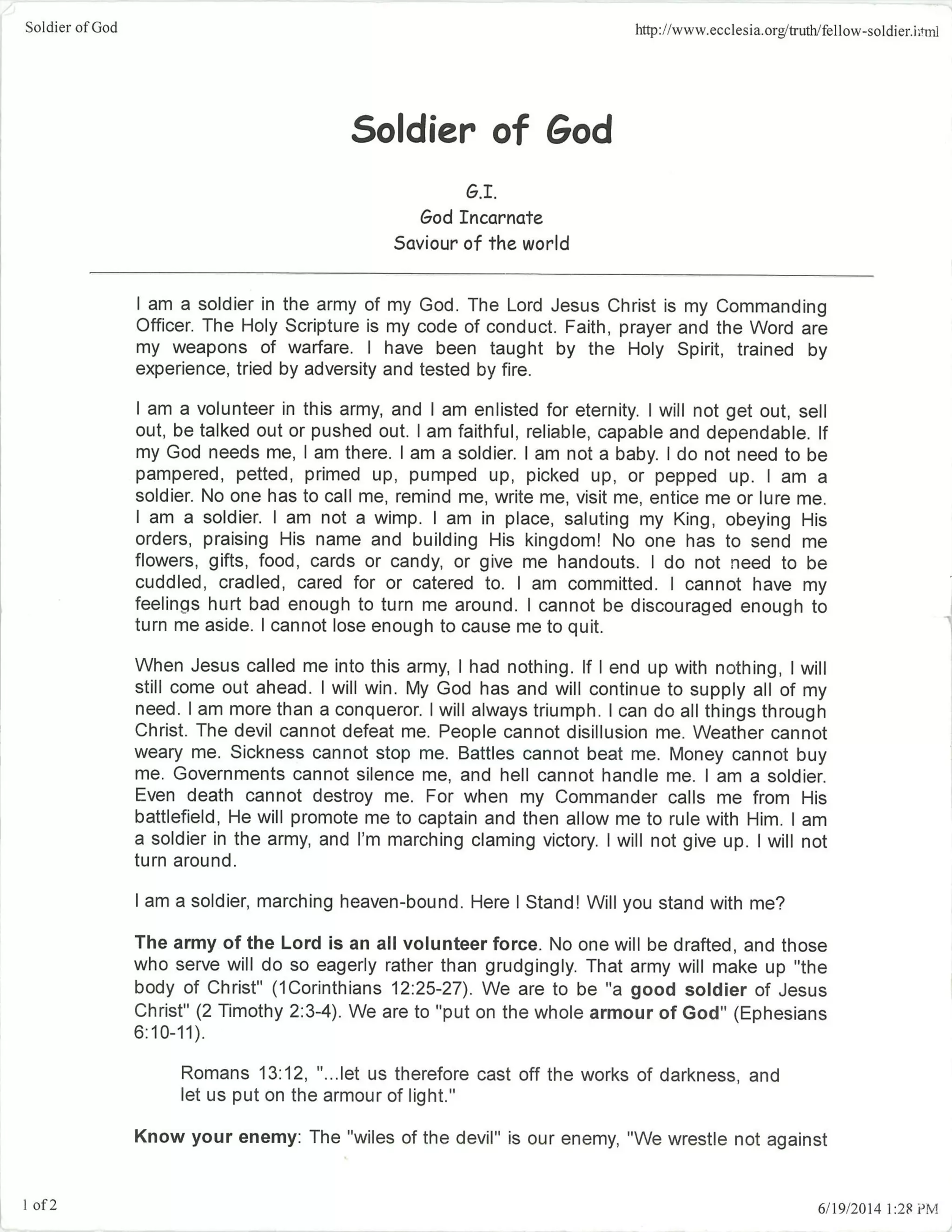 Trinity Kings World Leadership: Soldiers of God | PDF