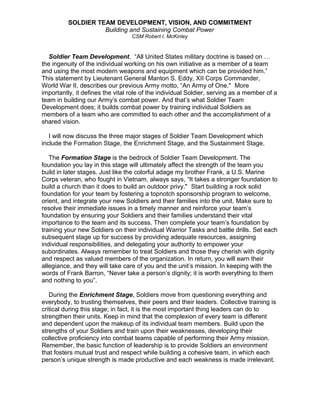 Soldier Team Development Vision and Commitment | PDF