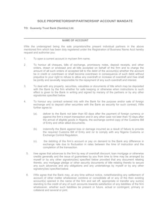 Sole Proprietorship Partnership Form | PDF